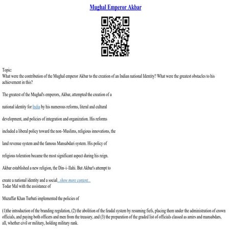 Mughal Emperor Akbar | PDF