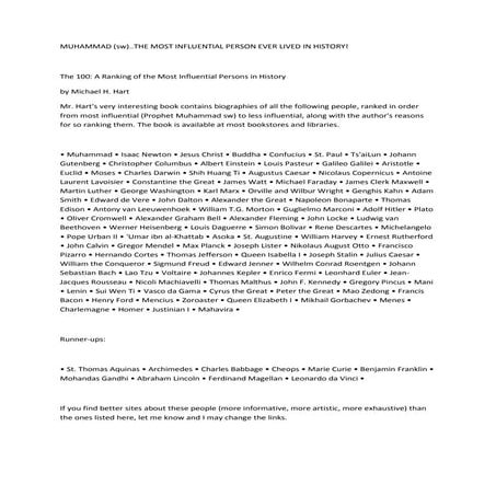 Who were the most influential persons in the history of mankind? | PPT