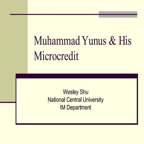 Muhammad Yunus & His Microcredit | PPT