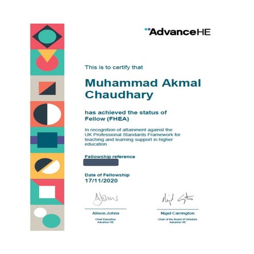 Muhammad Akmal Chaudhary - Fellow HEA | PDF