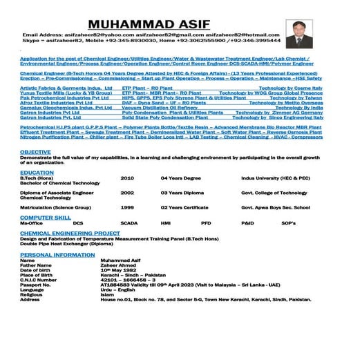 Muhammad asif cv may-2016 | PDF
