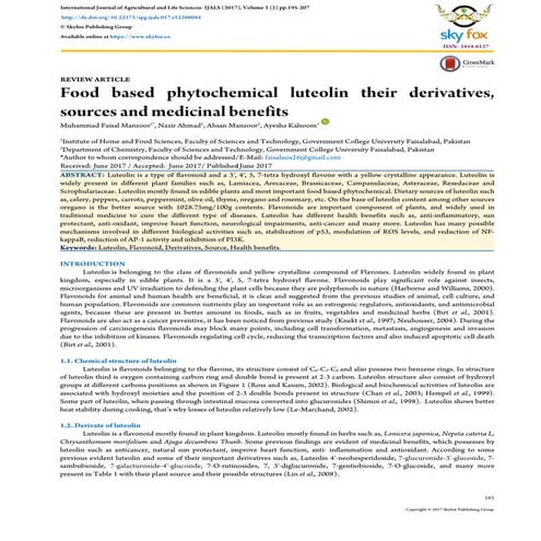 Food based phytochemical luteolin their derivatives, sources and ...
