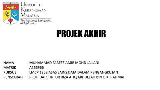 Final project asas asas sains data dalam pengangkutan | PPT