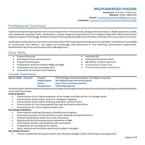 Muhammad Hasan CV / Resume | DOCX
