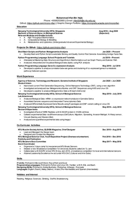 Muhammad Irfan Resume Pdf
