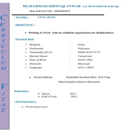 Muhammad ishtiaq anwar (dae civil) | DOC