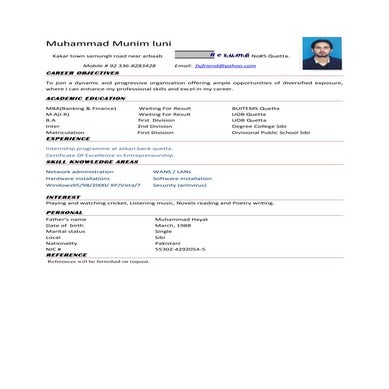 Muhammad Munim Cv | DOC