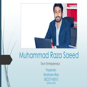 Muhammad Raza Saeed Tech-Entrepreneur | PDF