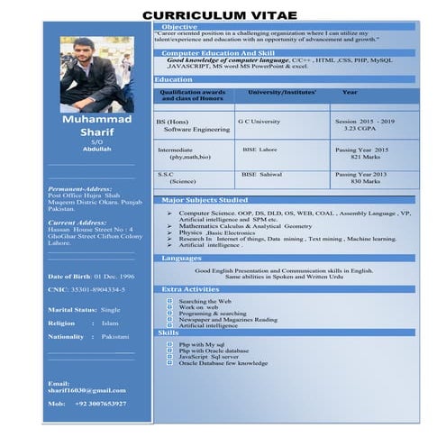 Muhammad sharif cv of education | DOC
