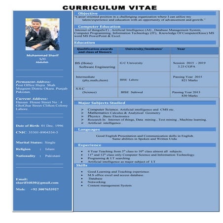 Muhammad sharif cv | PDF