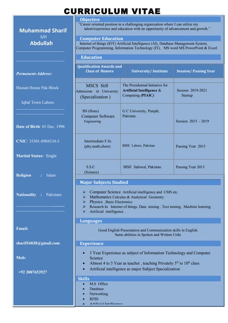 Muhammad sharif cv | PDF