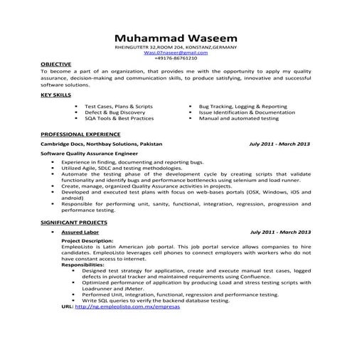 Muhammad waseem resume | PDF