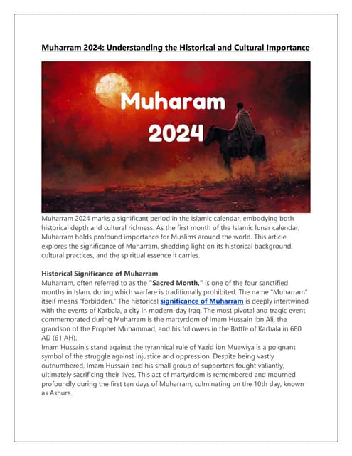 What is the Significance of 10th Muharram 2024? | PDF