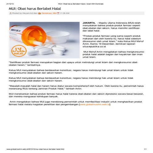 MUI _ obat harus berlabel halal | PDF
