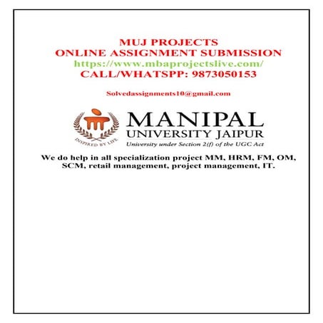 MUJ projects for mba, bba, b.com, assignments | PDF