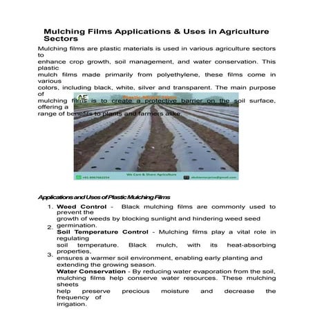 Mulching Films Applications & uses | PPTX