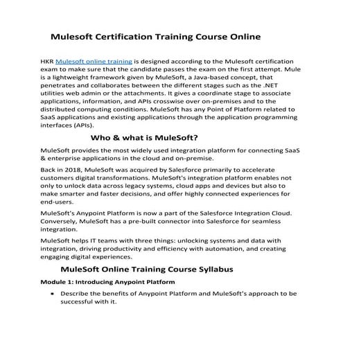 Mulesoft Training Pdf 