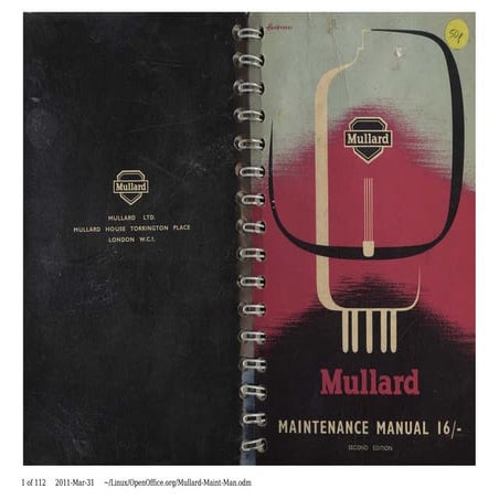 Valve & Amplifier Design, Mullard Maintenance Manual (1961) | PDF