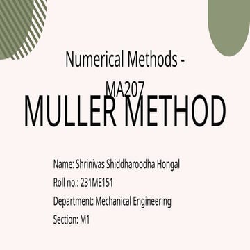 Muller Method of numerical methods mathematics | PPTX