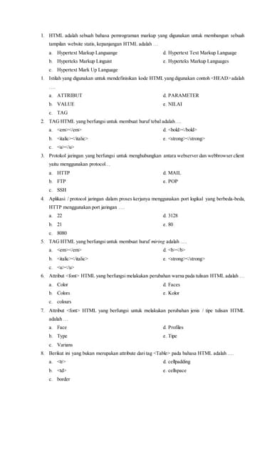 Soal php web smk yplp perwira purbalingga | PDF