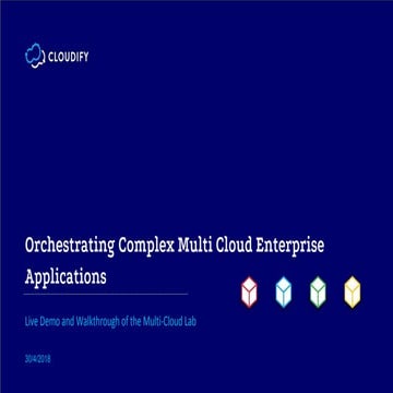 Orchestrating Complex Multi Cloud Enterprise Applications Ppt