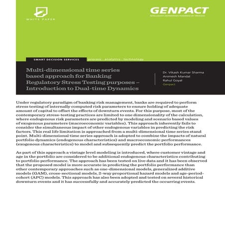 Multi Dimensional Time Series Based Approach For Banking Regulatory