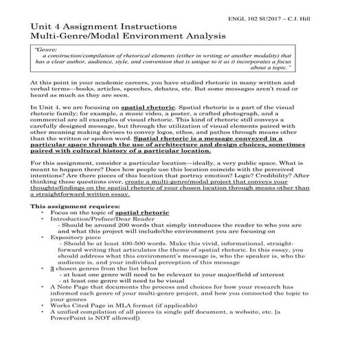 Multi genre analysis assignment | PDF