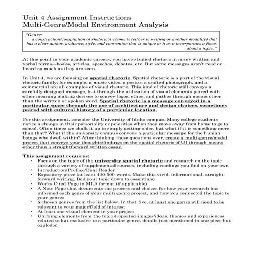 Multi genre analysis assignment | PDF