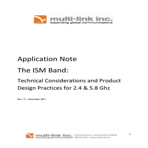 Multi-Link application note~ ISM band 12- 2012 | PDF
