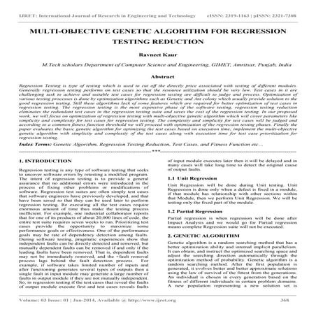 Multi Objective Genetic Algorithm For Regression Pdf