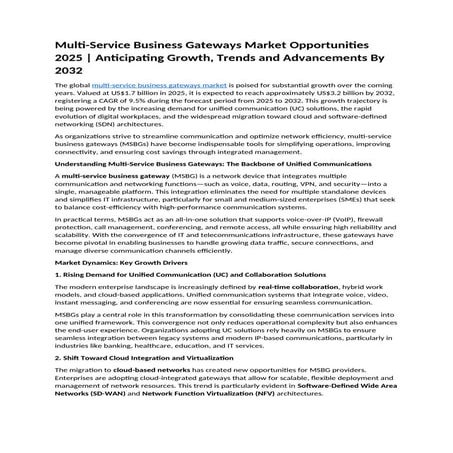 Multi-Service Business Gateways Market Expansion | Key Investment Areas ...