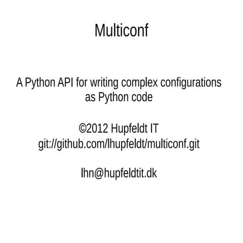 Multiconf - Python Configuration API | ODP