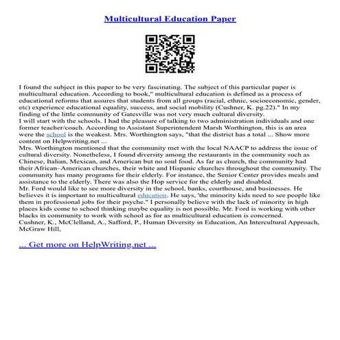 Multicultural Education Paper | PDF