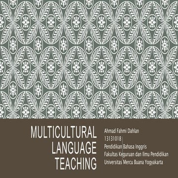 Multicultural Language & Learning By Adoed El Zhyreva | PPTX