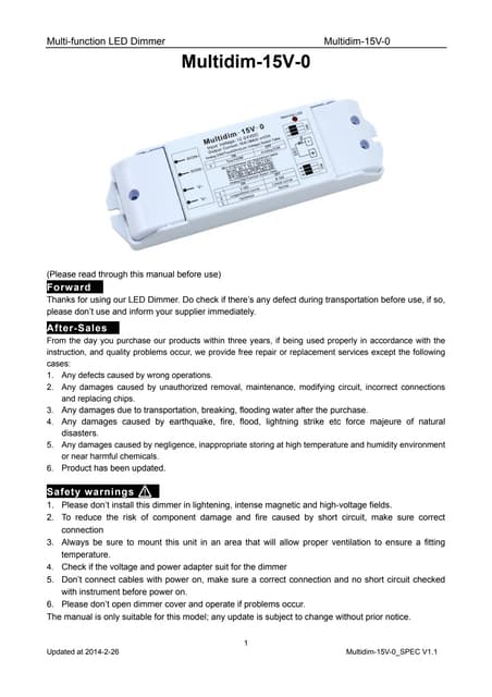 constant voltage dimmer DIM151A-DIN | PDF