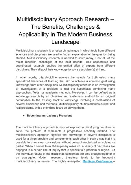 Multidisciplinary | PPTX | Undergraduate Education | College Education