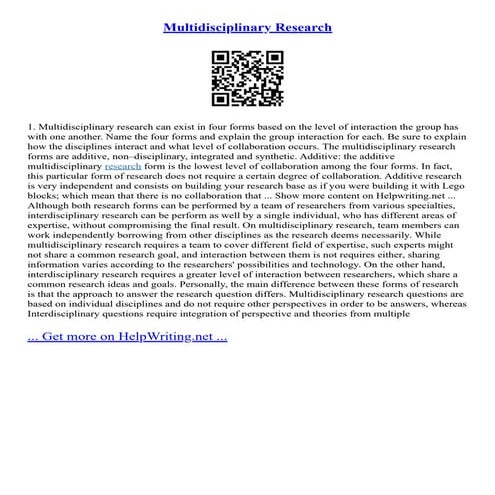 Multidisciplinary Research | PDF