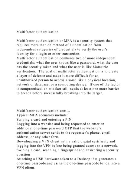 Security The Power Of Multi Factor Authentication Pdf