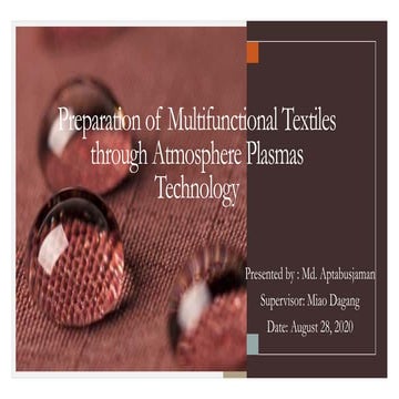 Multifunctional textiles through atmosphere plasmas technology | PDF
