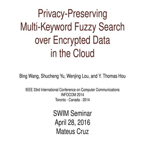 Privacy Preserving Multi Keyword Ranked Search Over Encrypted Cloud D 