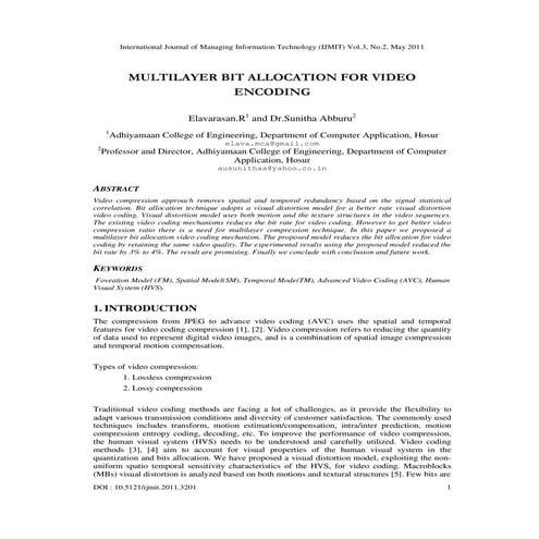 Multilayer Bit Allocation For Video Encoding Pdf