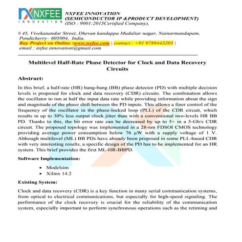 Multilevel half rate phase detector for clock and data recovery circuits | PDF | Digital Audio ...
