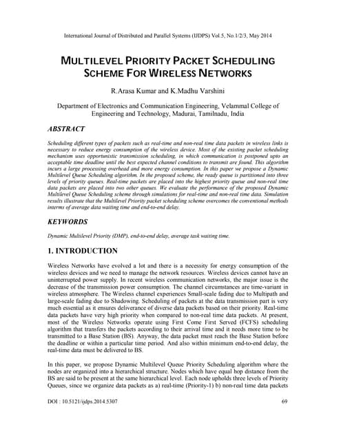 Multilevel Priority Packet Scheduling Scheme For Wireless Networks Pdf