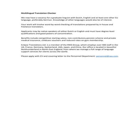 Multilingual Checker Advert 2016 | DOC