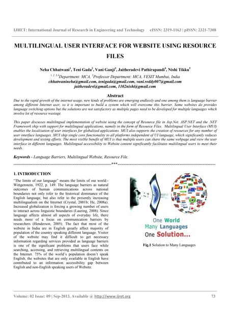 Multilingual User Interface For Website Using Resource Pdf