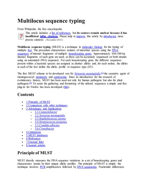 Multiocus Sequence Typing (MLST).pptx | Genetics | Science