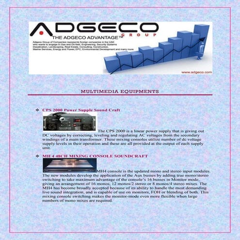 Multimedia equipments - Adgeco Group, UAE | DOCX