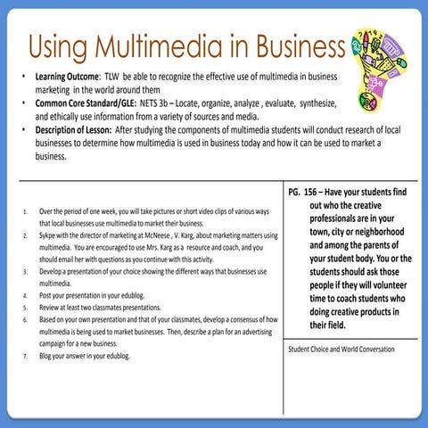 Multimedia in Business taskcard | PPTX