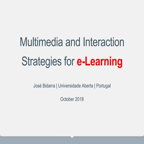 Multimedia and interaction strategies for e-learning | PPT
