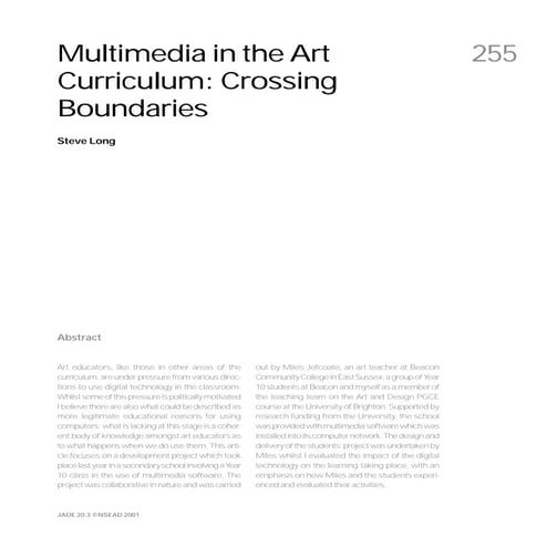 Multimedia in the art curriculum | PDF
